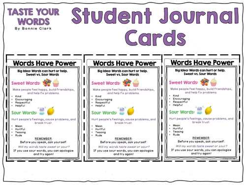 Taste Your Words- Power of Words & Kindness Activities, Positive ...
