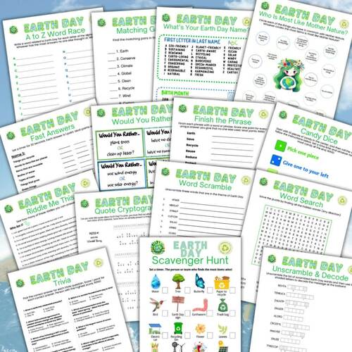Earth Day Games Bundle, Earth Day Trivia, Earth Day Party, Earth Day ...