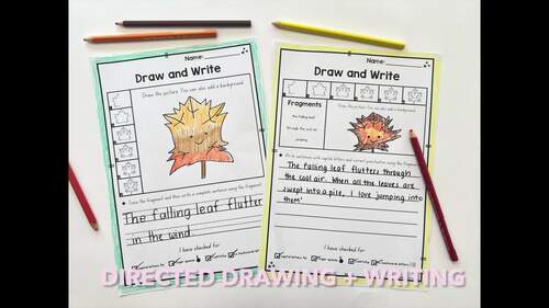 FALL/AUTUMN Directed Drawing & Writing - Fragments + Sentences | TPT