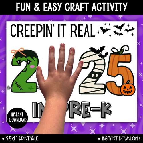 Pumpkin Preschool Handprint Craft, Halloween Kindergarten Activity ...