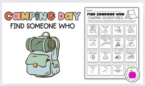 Camping Day Activity | Find Someone Who Bingo Game by KJ Inspired Resources