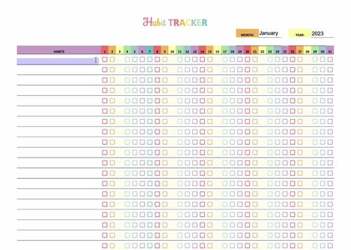 Habit Tracker Printable PDF - Multi-Color by Mom Money Map | TPT