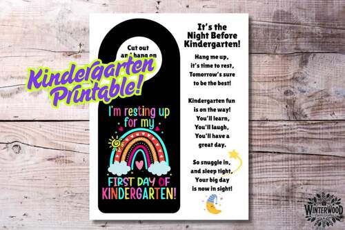 Night Before Kindergarten Door Hanger Poem | Printable Back to School ...