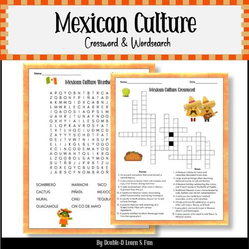 Mexican Culture Crossword & Wordsearch 3-5 European Activities Cinco De ...