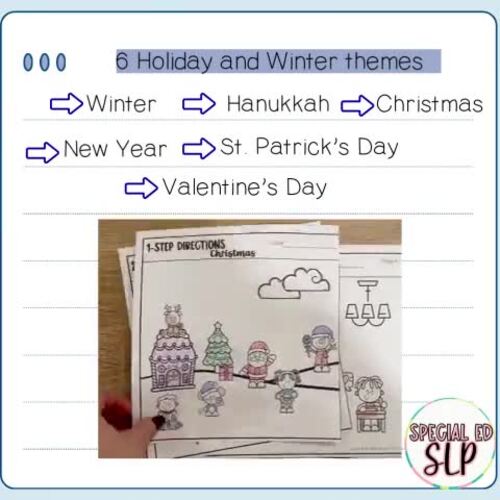 Following 1 & 2 Step Directions Speech Winter Holiday Worksheets and ...