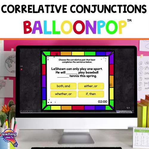 5th Grade Correlative Conjunctions Digital Grammar Review Games BalloonPop™