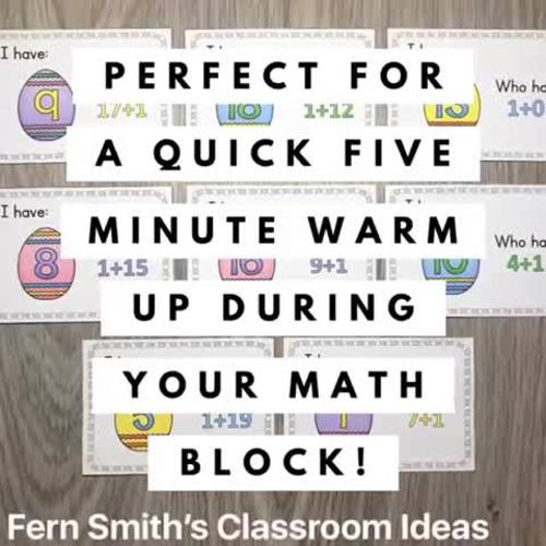 Addition Plus One I Have Who Has Card Game by Fern Smith's Classroom Ideas