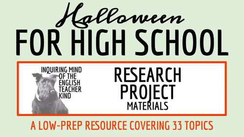 Halloween Research Project and Speech Materials for High School ELA