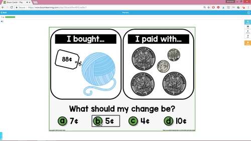 Distance Learning | Making Change Boom Cards (Amounts up to $1) | TpT