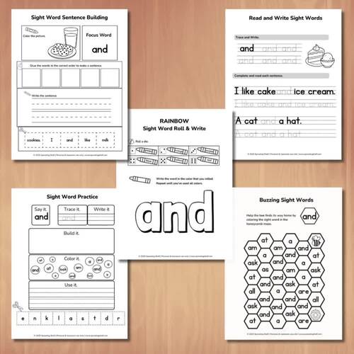 Sight Word Activities for "And" | Pre-Primer Sight Word | 5 Worksheet Pack