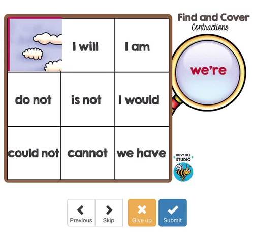 CONTRACTIONS GAME APOSTROPHES PRACTICE BOOM CARDS ESL GRAMMAR WARM UPS ...
