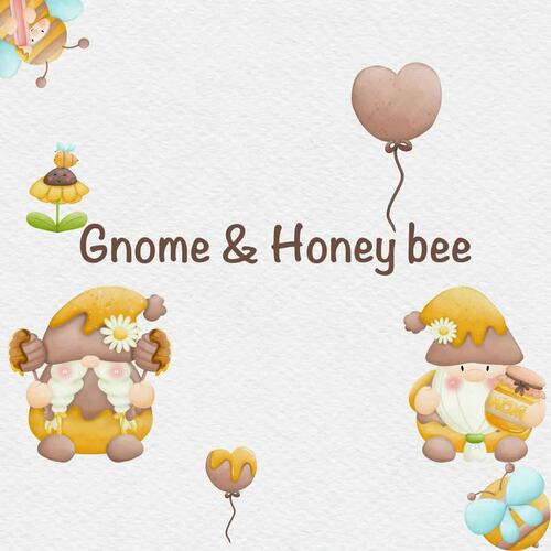 Whimsical Garden Friends: Watercolor Gnome and Honey Bee PNG by ArmyMagic