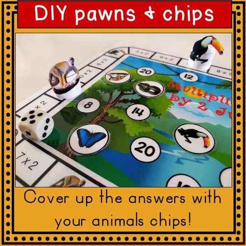 Multiplication games for fact fluency practice with Jungle theme