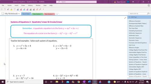 Systems of Equations - Quadratic/Linear, Circular/Linear (video) Systems of Equations - Quadratic/Linear, Circular/Linear (video)