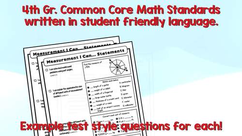 4th Gr. Math Common Core Standards Posters | Learning Targets | TPT