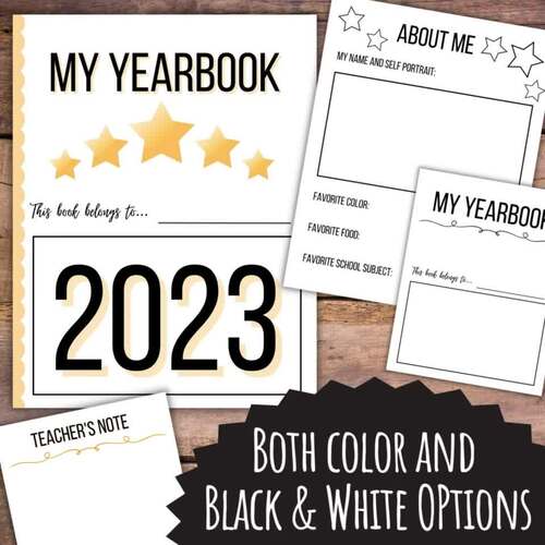 Yearbook with Cover Autograph Page Teacher Note Photos About Me and More