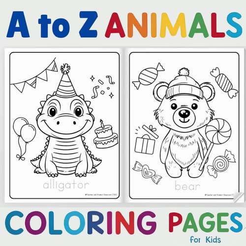 Animal Coloring Sheets- A to Z Animal Coloring Pages for kids/activities
