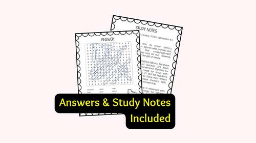 Father’s Day Word Search, Sunday School Activity and Coloring Worksheet