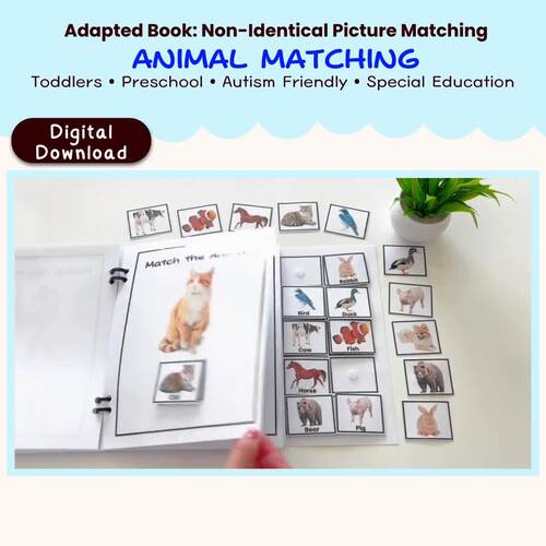 Animal Matching Adapted Book | Non-Identical Matching | Special Education