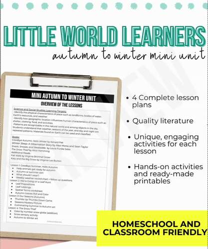Autumn to Winter Mini Unit | Winter Kindergarten Lessons | TPT