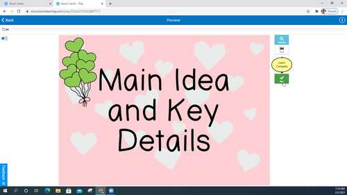 Main Idea and Key Details Digital Task Cards with Boom Cards Grades 3-5