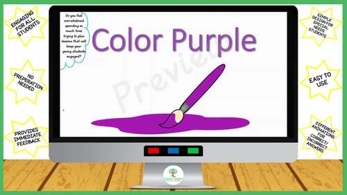 Color Purple Interactive PowerPoint Activity | Preschool, PreK-TK, K ...