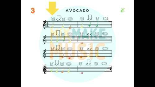 AVOCADO Song for Boomwhacker or Percussion C, D, E, F, G by mixmakemusic