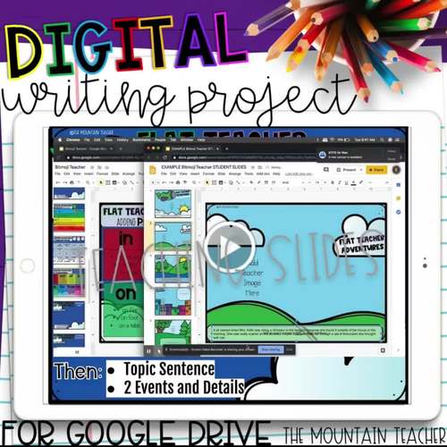 Digital Flat Teacher Google Slides Narrative Writing Prompt with Videos