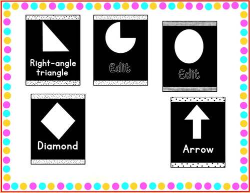Printable Black and White Shape Posters, Editable Classroom Shape Posters