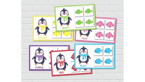 Penguin Color Matching Activity for Kids, Winter Activities, Toddler ...