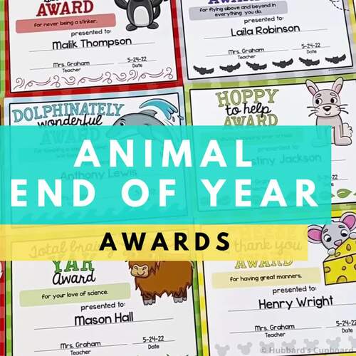 Editable Animal End of Year Award Template Student Classroom Class ...