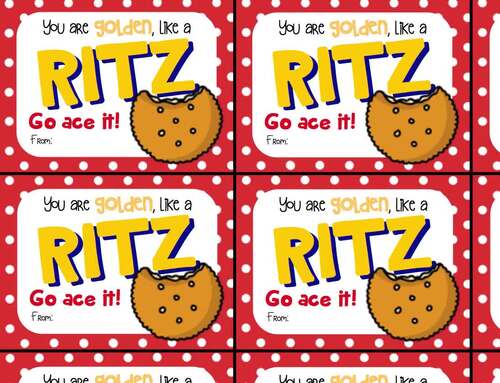 Ritz Crackers Testing Motivation Treat Tag-You're golden, like a Ritz ...