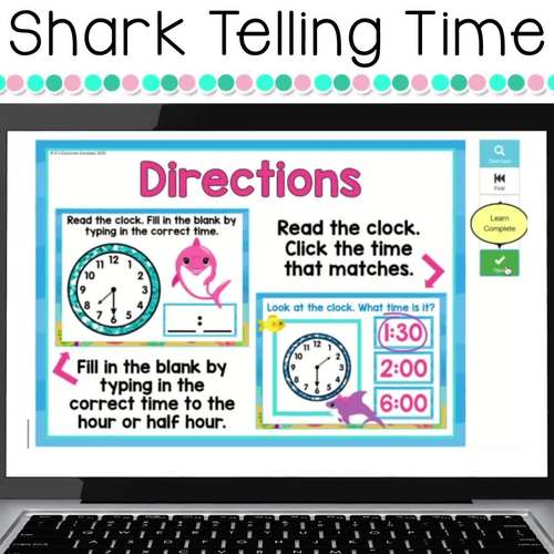Ocean Telling Time to the Hour and Half Hour Boom Cards™ | TPT
