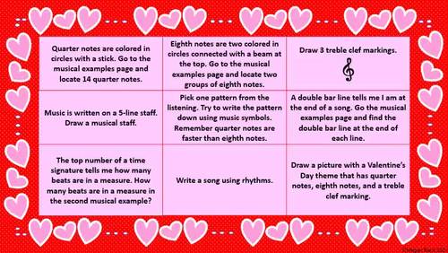 February Music Activities - Choice Board for K-5 - Virtual or Distant ...