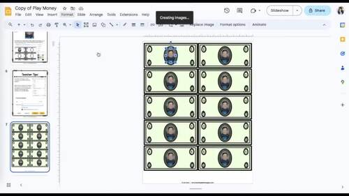 Printable Play Money Dollar Bills Coins | Editable Custom Teacher Bucks