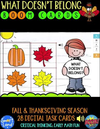 Thanksgiving What doesn't belong Visual Discrimination digital cards
