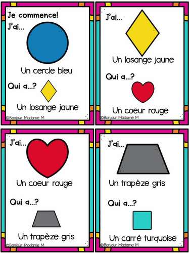 FRENCH Math game Les Formes - Shapes | J'ai... Qui a...? by Bonjour ...