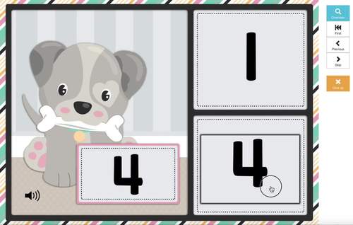 Number Four with Boom Cards™ | Puppy | Number Recognition | Digital