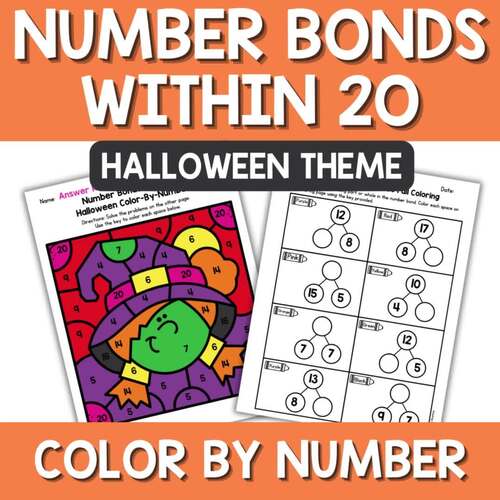Halloween Number Bonds to 20 Color by Number Code Part Part Whole Fun ...