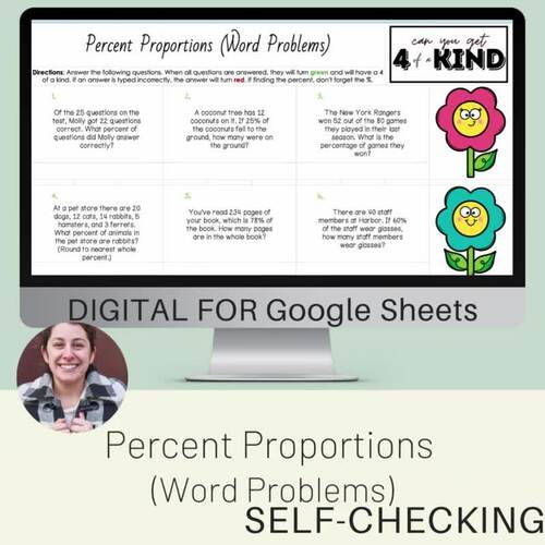 Percent Proportions (Word Problems): 4 of a Kind Activity (Springtime ...