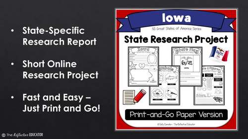 State Research Project | IOWA Print-and-Go Paper State Report | TpT