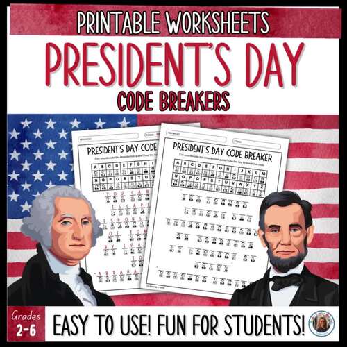 President's Day Codebreaker Worksheets for Elementary, Presidential ...