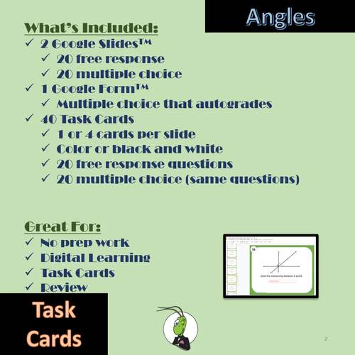 Angle Relationship Vocabulary and Measurement Geometry Task Cards