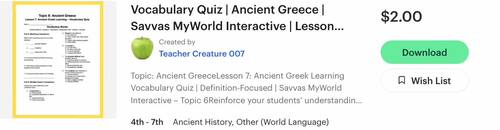 Ancient Greece Vocabulary Quizzes BUNDLE | Answer Keys Included ...