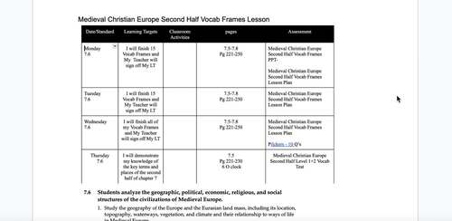 Medieval Christian Europe Vocabulary & Test Pack | Vocab Frames PPT ...