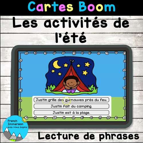 lecture de phrases activités d'été French summer activities sentences ...