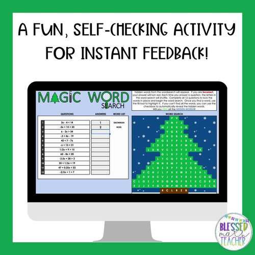 Solving Two-Step Inequalities Digital Activity and Worksheet - Christmas