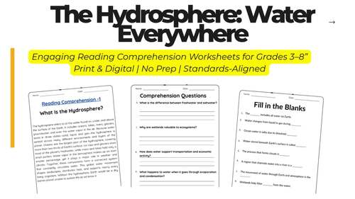 The Hydrosphere: Water Everywhere | Science Reading Comprehension ...