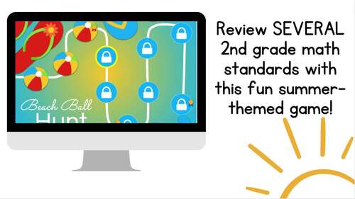 Summer-Themed Math Review, 2nd, Math Test Prep, Common Core-aligned, Game