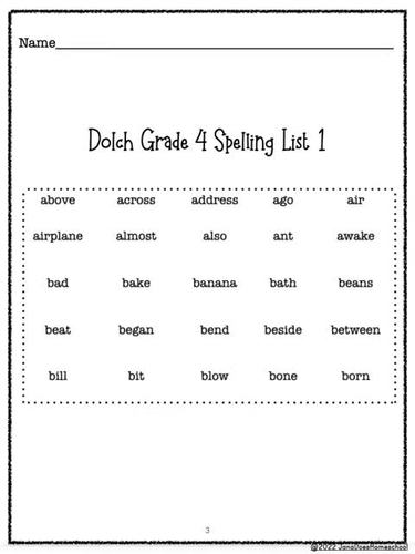 Sight Word Practice - Dolch List 4th Grade - Unit 1 - Spelling Practice
